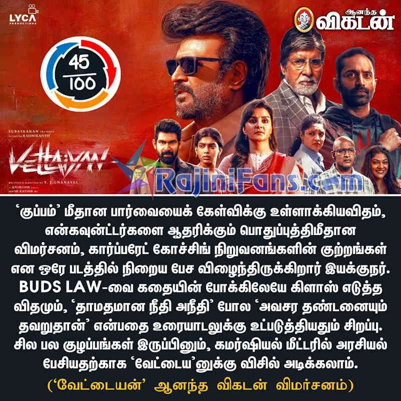 Vettaiyan (2024) - Rajinikanth Movie Review - Rajinifans.com